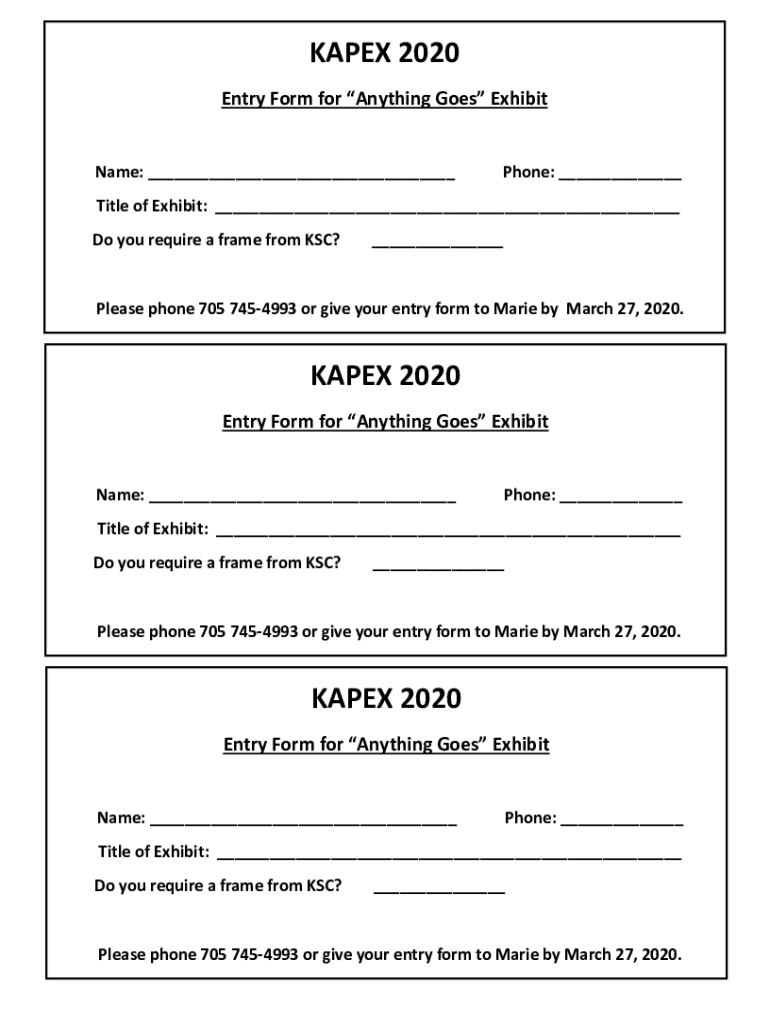 Fillable Online EXHIBIT ENTRY FORM - Lander Art Center Fax Email Print ...