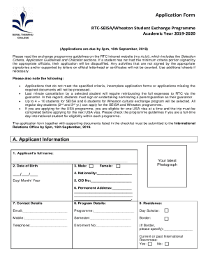 Fillable Online Selected Students for RTC Exchange Programmes with ...