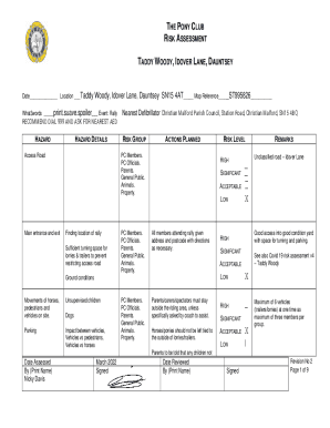 Fillable Online branches pcuk the pony club risk assessment taddy woody ...
