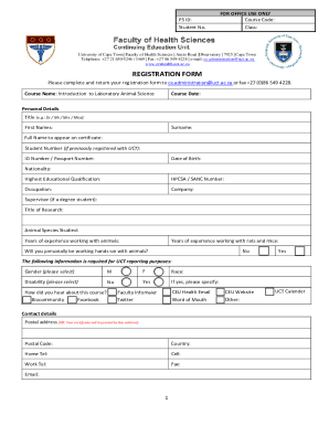 Fillable Online REGISTRATION FORM - Continuing Education Fax Email ...