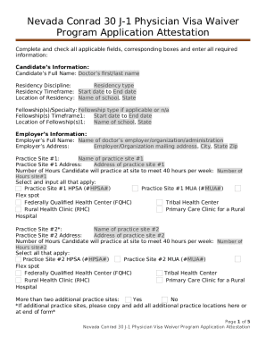 Nevada Conrad 30 J-1 Physician Visa Waiver Program Application ...