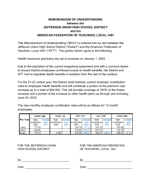 Fillable Online MOU Health Benefits Oct2021 Fax Email Print - pdfFiller