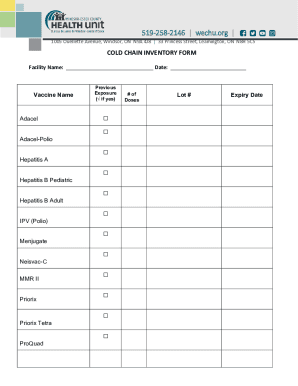 Fillable Online Cold Chain Inventory Form Fax Email Print - pdfFiller