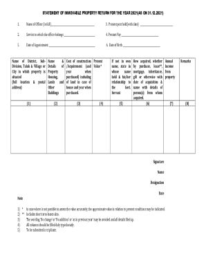 Fillable Online statement of immovable property return for the year ...
