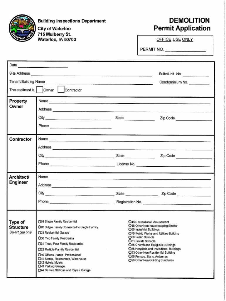 Fillable Online DEMOLITION Permit Application Fax Email Print - pdfFiller