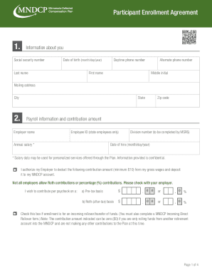 Fillable Online Participant Enrollment Agreement. Minnesota Deferred ...