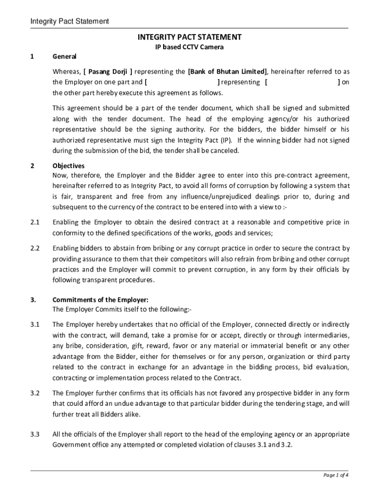 Fillable Online Integrity Pact Statement Fax Email Print - pdfFiller