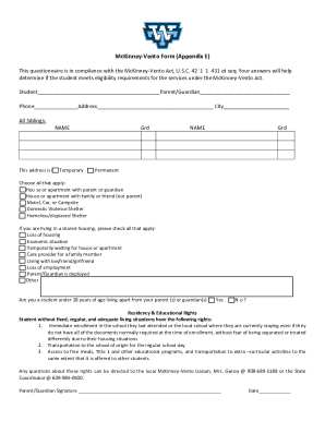 Fillable Online McKinney-Vento Form (Appendix E) Fax Email Print ...