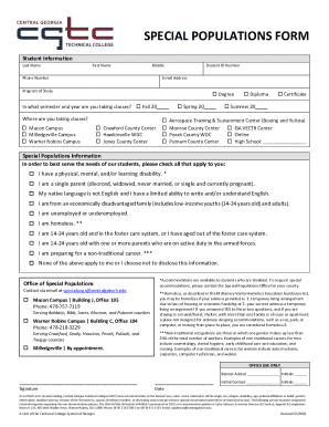 Fillable Online Special Populations Form Fax Email Print - pdfFiller