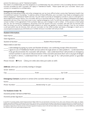 Fillable Online ctc counseling services informed consent for telemental ...