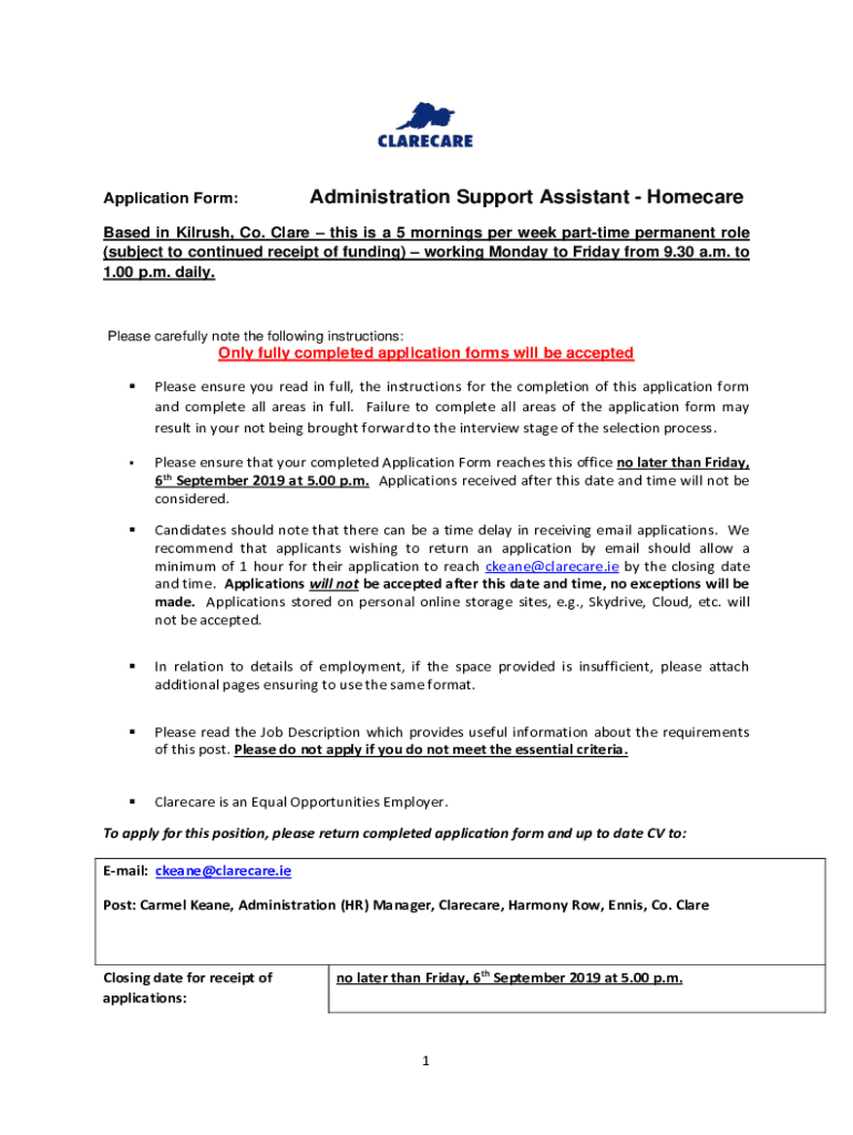 Fillable Online 1 Celebrating 50 years of service to the people of Clare Fax Email Print - pdfFiller