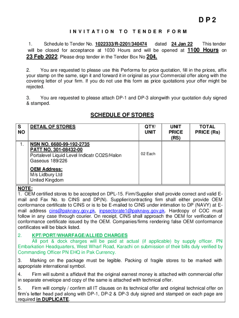 Fillable Online Schedule to Tender No Fax Email Print - pdfFiller