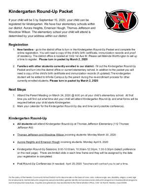 Fillable Online Kindergarten Round-Up Packet Fax Email Print - pdfFiller