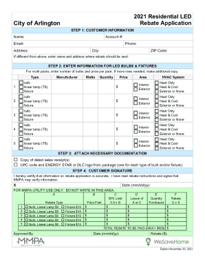 Fillable Online 2021 Residential LED Rebate Instructions - City of ...