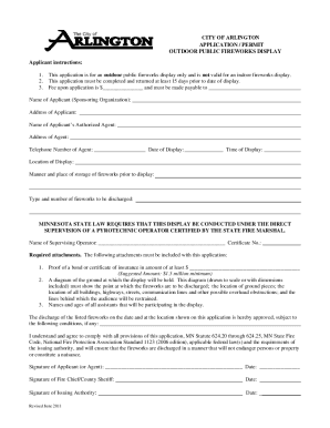Fillable Online Public Display of Fireworks/Outdoor Permit Application ...