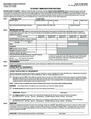 Fillable Online dhs wisconsin Communicable Disease ServiceImmunization ...
