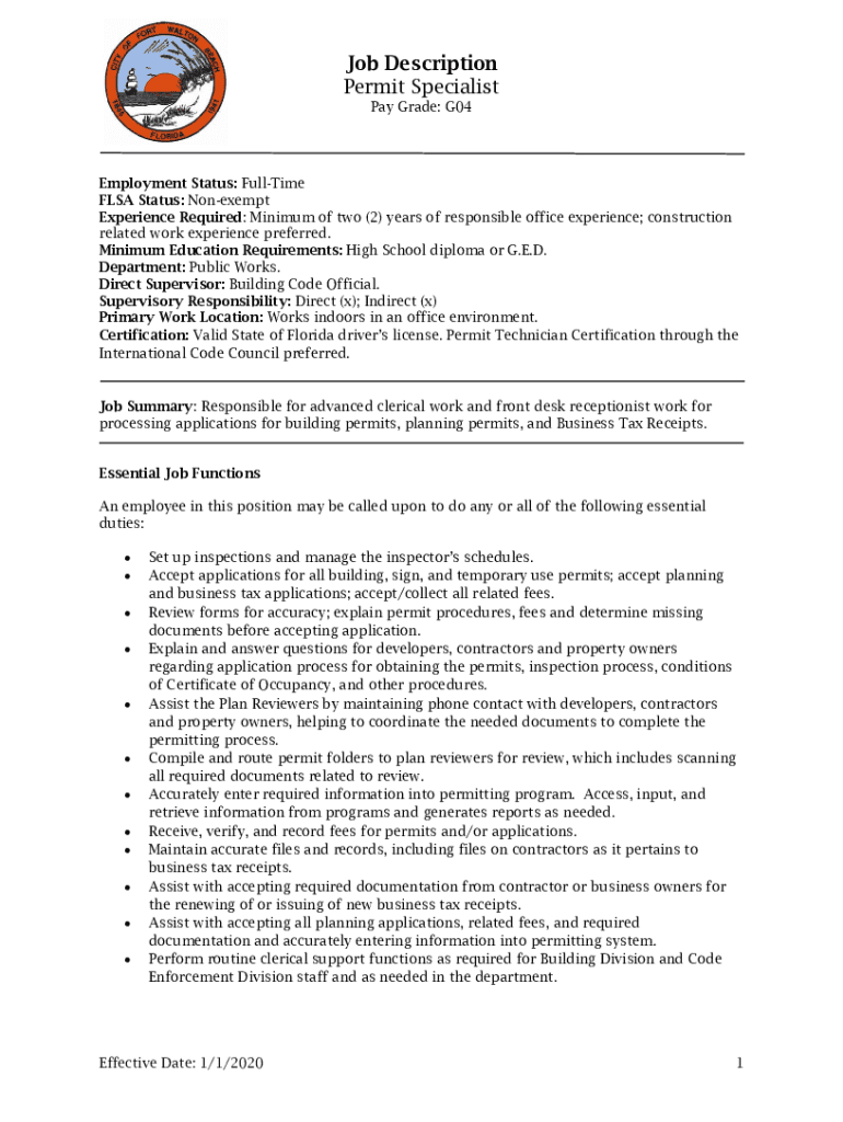 Fillable Online Write Compliant Job Descriptions with Fair Labor ...