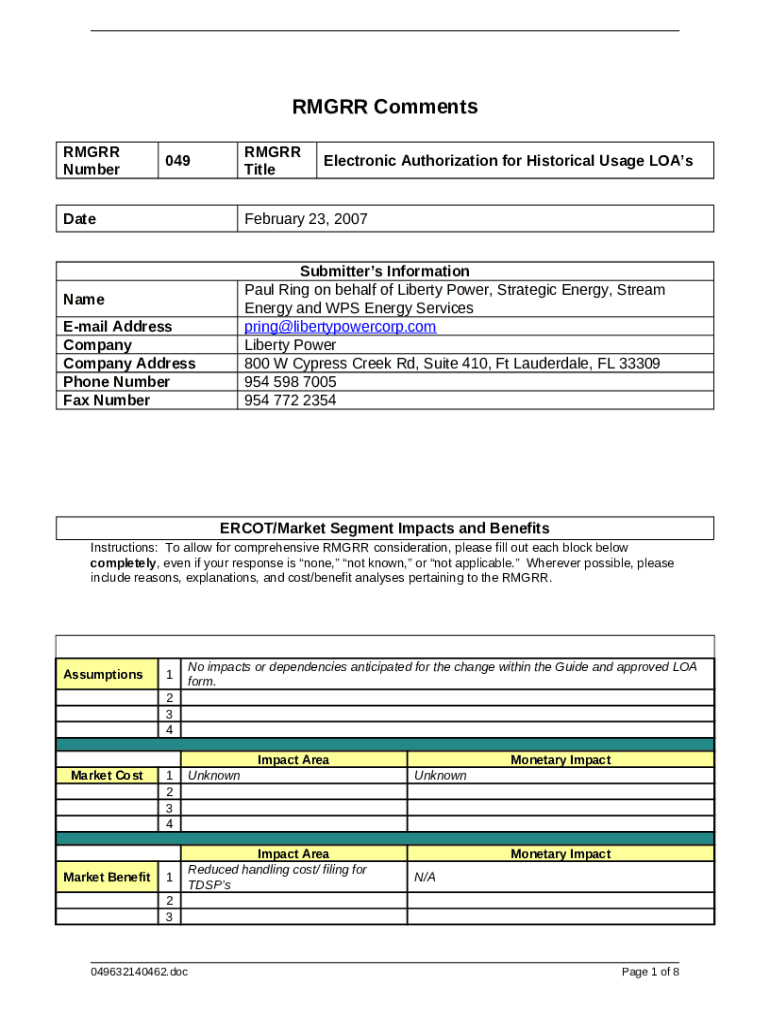 Electronic Authorization for Historical Usage LOA's Doc Template ...