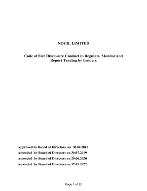 Fillable Online NOCIL LIMITED Code of Fair Disclosure Conduct to ...
