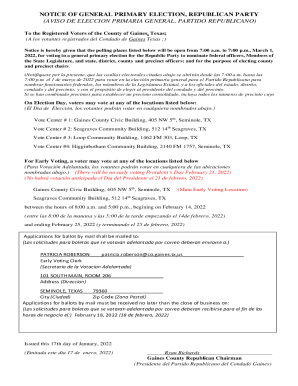 Fillable Online notice of republican primary run off election (aviso de ...