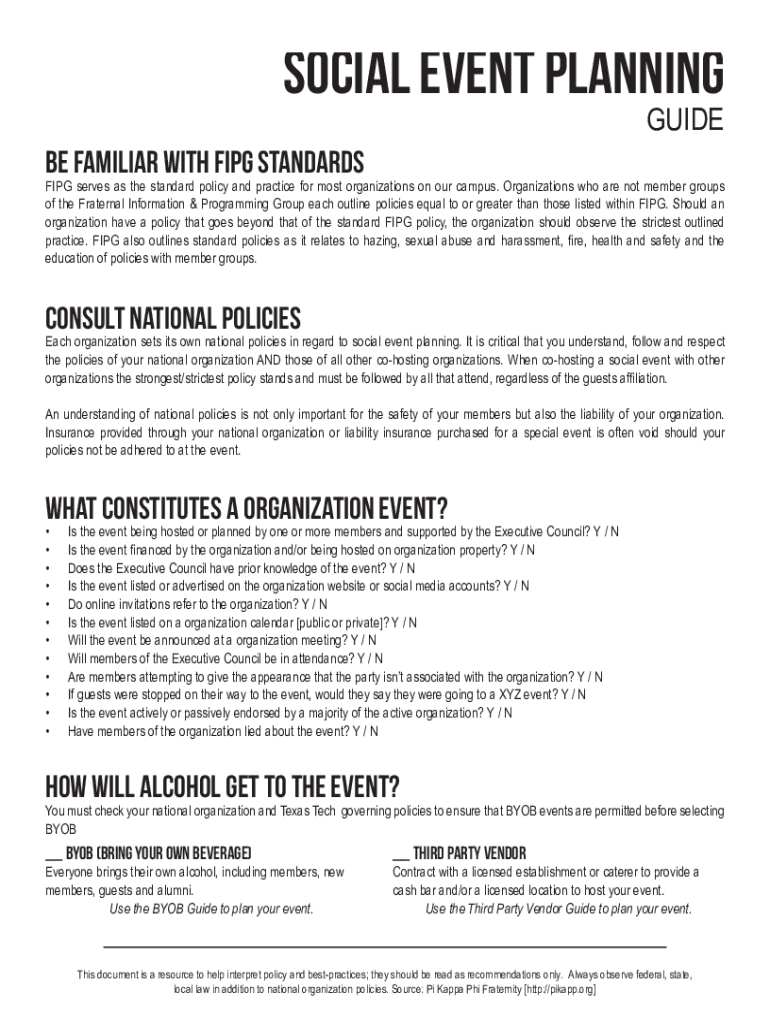 Fillable Online gogreek utk Social Event Planning GUIDE Be Familiar ...
