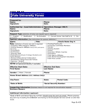 Sponsored Identity Request - It's Your Yale Doc Template | pdfFiller