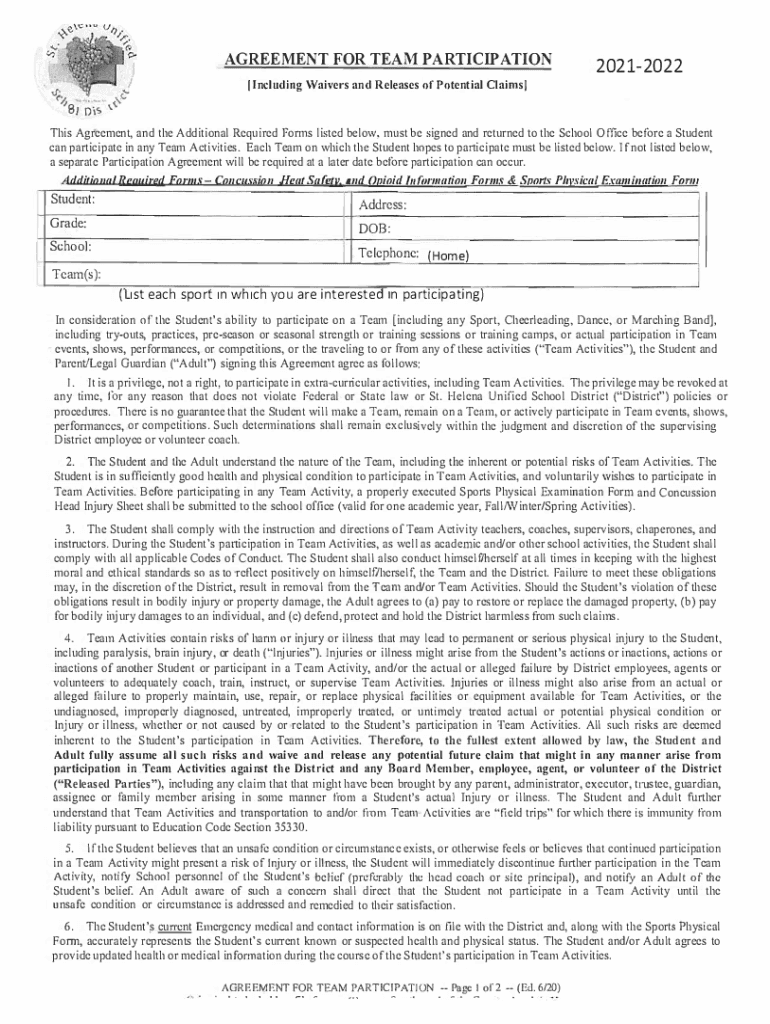 Fillable Online Sports Forms / Sports Participation and Physical Exam Forms Fax Email Print ...