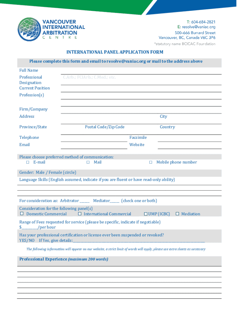 Fillable Online Annual Panel Renewal Form Fax Email Print - pdfFiller