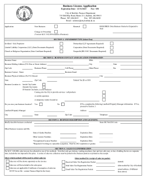 Fillable Online Business License Application - City of Kodiak Fax Email Print - pdfFiller