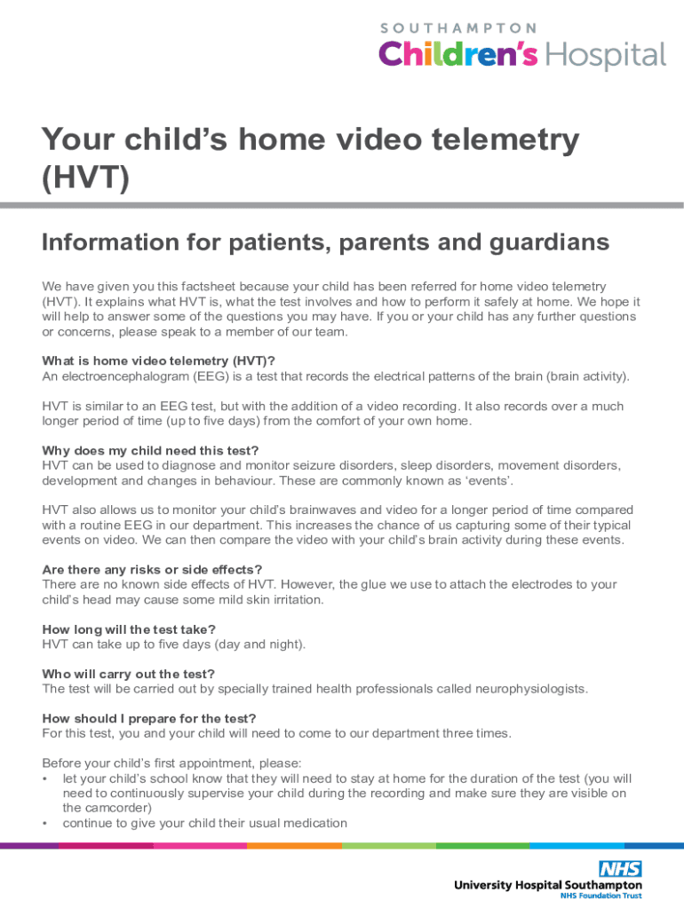 Fillable Online Home video telemetry in children: A comparison to ...
