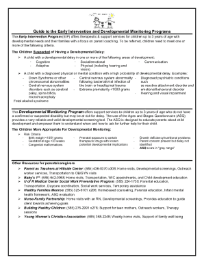 Fillable Online Guide to the Early Intervention and Developmental ...