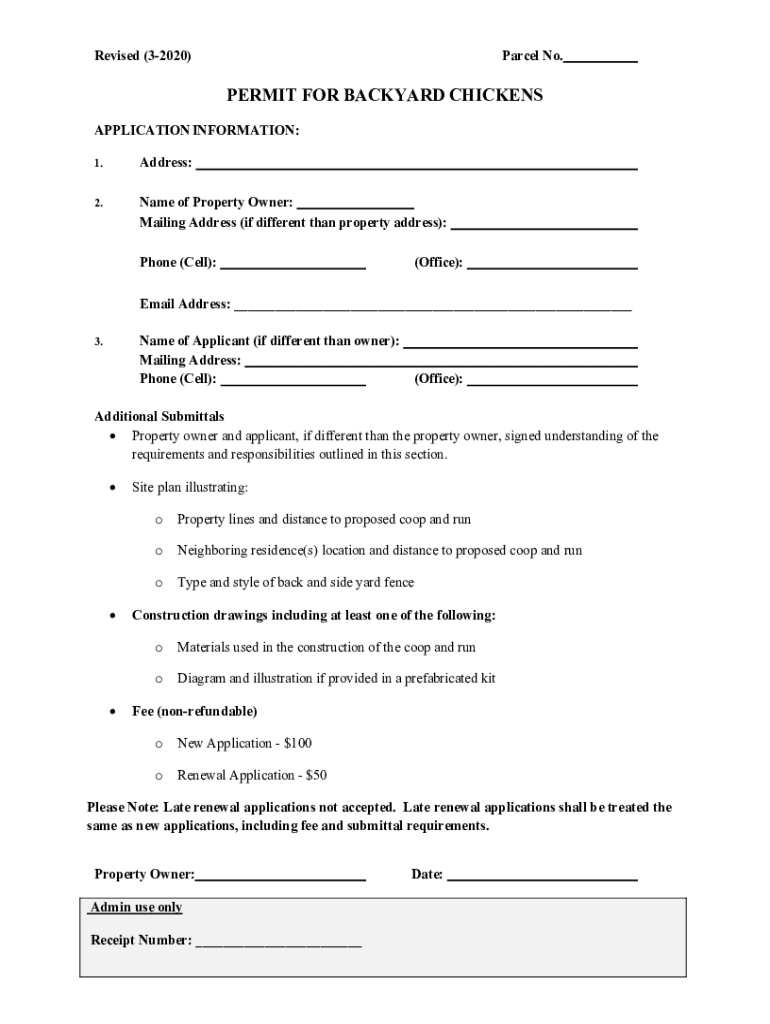 Fillable Online Permit Application for Keeping of Chickens Toledo ...