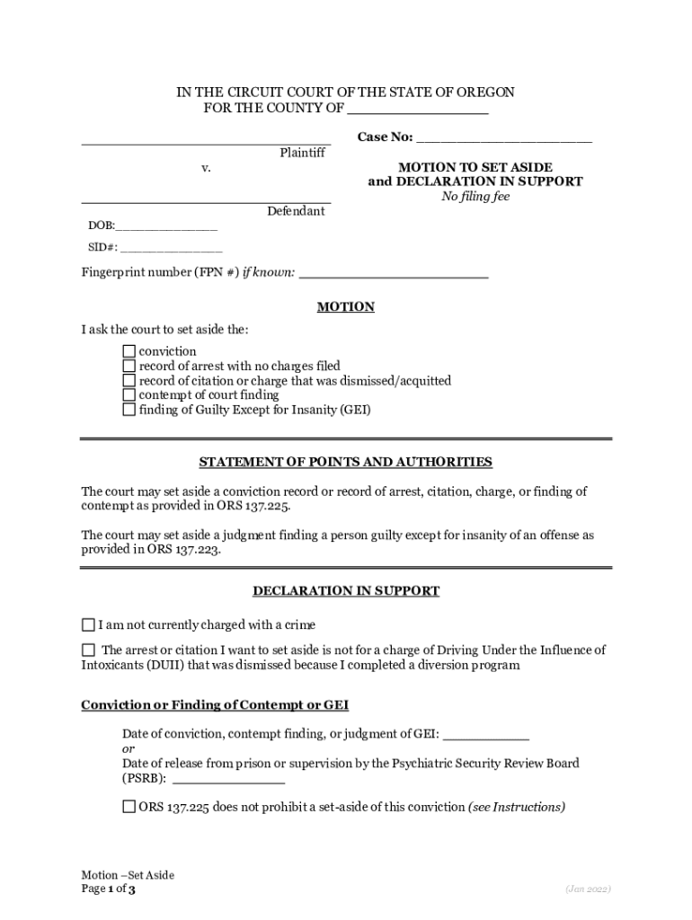 Fillable Online A MOTION TO SET ASIDE AFFIDAVIT/ACKNOWLEDGMENT ... Fax Email Print - pdfFiller