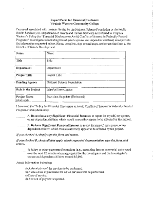 Fillable Online Report Form for Financial Disclosure Fax Email Print - pdfFiller