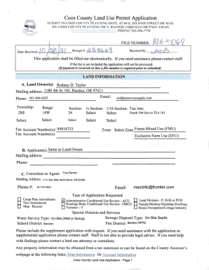 Fillable Online Coos County Land Use Permit Application - PDF Free ...