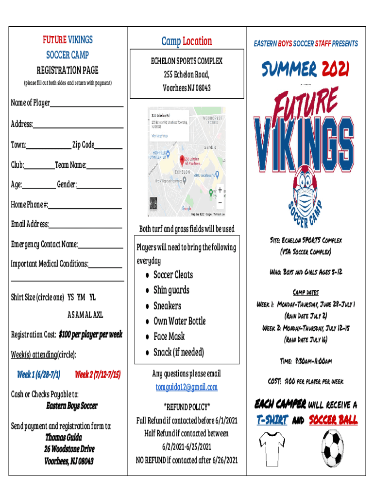 Fillable Online Camp Location - Voorhees Township Public Schools Fax ...