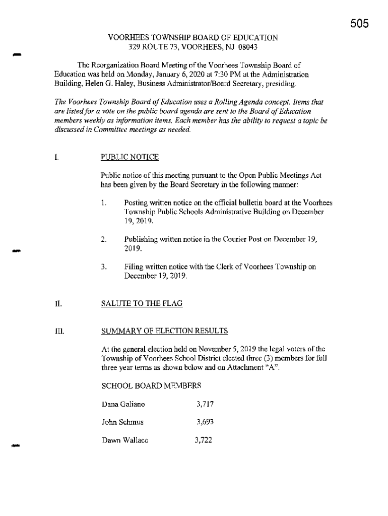 Fillable Online Voorhees Township Public Schools Fax Email Print - pdfFiller