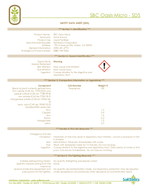 Fillable Online SBC Oasis Micro - SDS Fax Email Print - pdfFiller