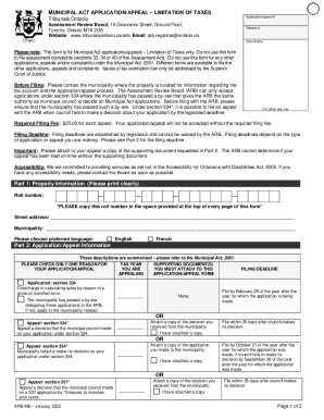 Fillable Online ARB Forms - Municipal Act Application By Treasurer.pdf ...