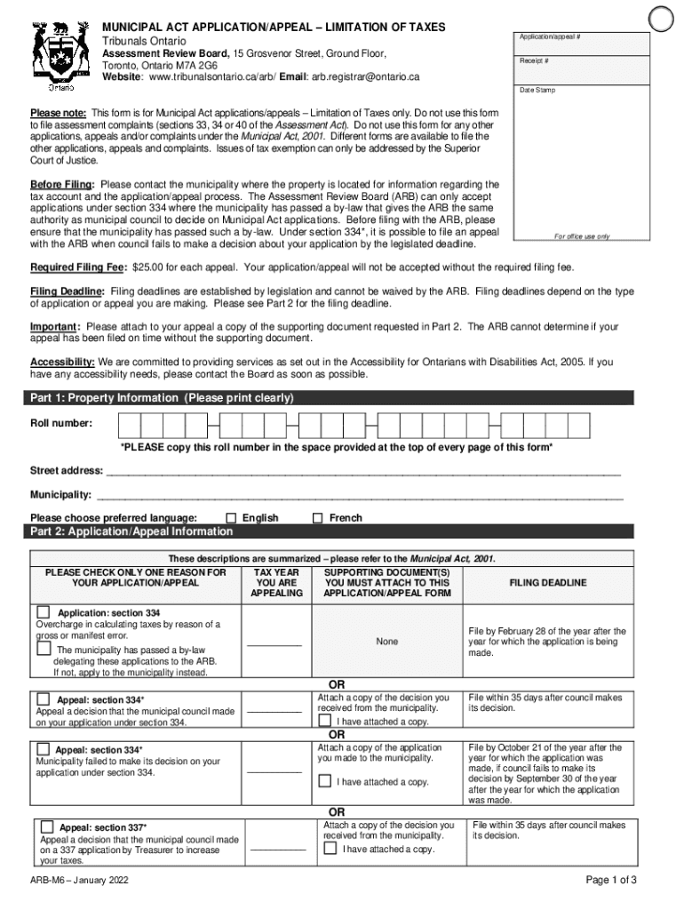 Fillable Online ARB Forms - Municipal Act Application By Treasurer.pdf Fax Email Print - pdfFiller