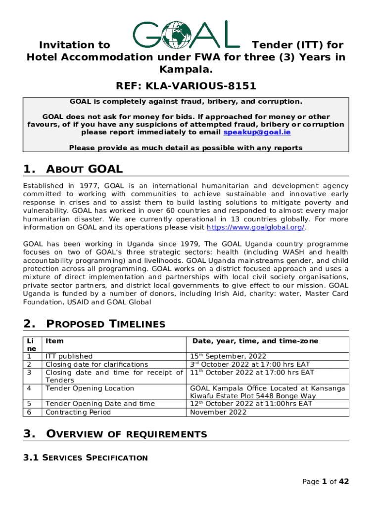 Invitation to Tender (ITT) for Hotel Accommodation under FWA ... Doc ...