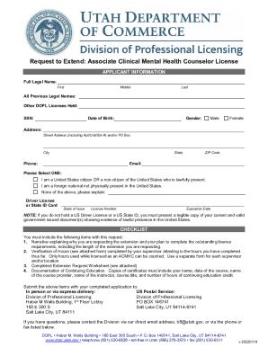 Fillable Online dopl utah APPLICATION FOR A LICENSE BY EXAMINATION TO ... Fax Email Print ...