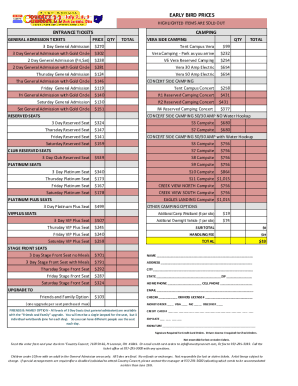 Fillable Online EARLY BIRD PRICES Fax Email Print - pdfFiller