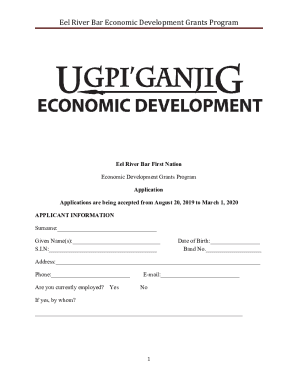 Fillable Online Eel River Bar Economic Development Grants Program Fax Email Print - pdfFiller