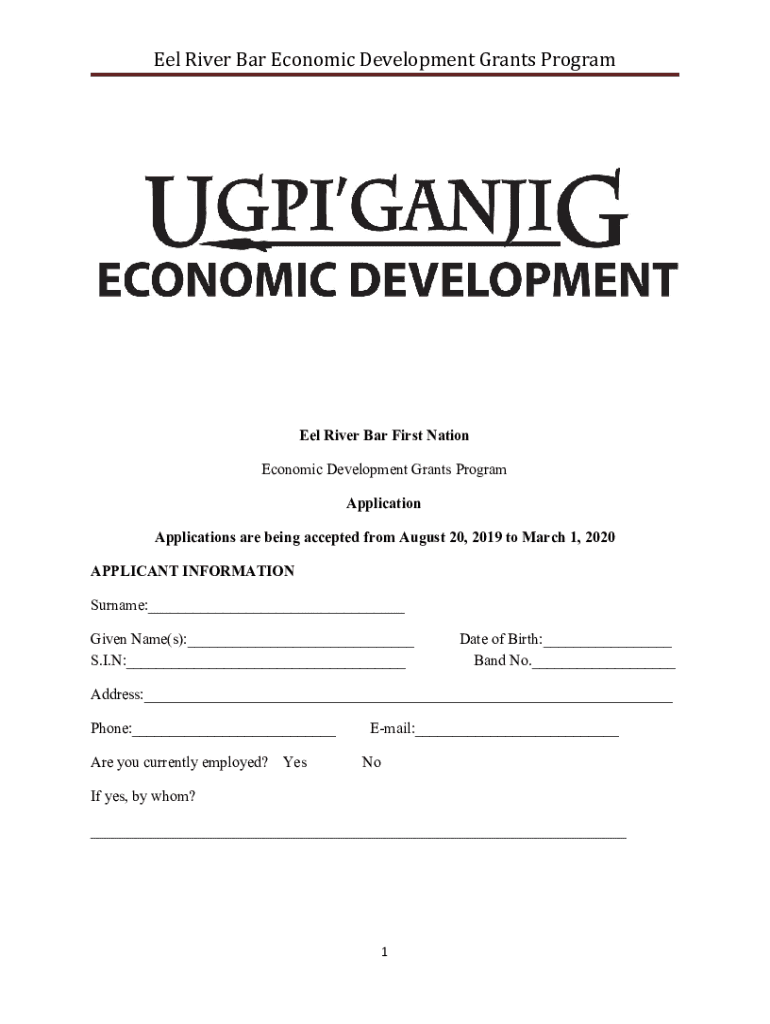 Fillable Online Eel River Bar Economic Development Grants Program Fax Email Print - pdfFiller