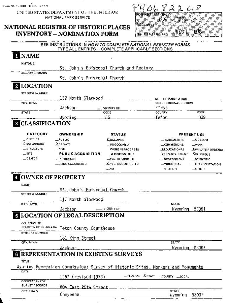 Fillable Online St. John's Episcopal Church and Rectory National ...