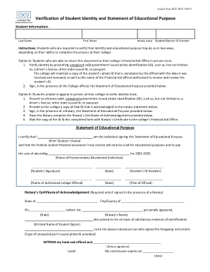 Fillable Online 2022-2023 Federal Student Aid Identity and Statement of ...