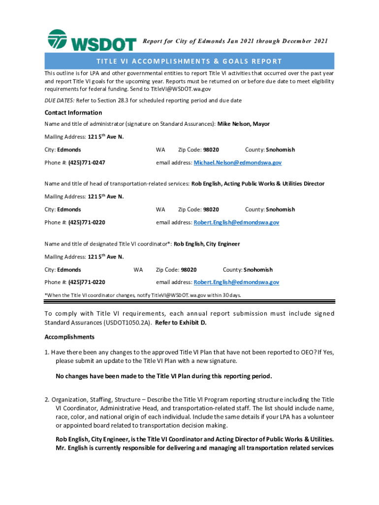 Fillable Online Letter of Intent to Comply with WSDOT Title VI Plan Fax ...