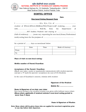 Fillable Online Application form for Non-local outing-updated (1) Fax ...