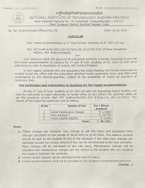 Fillable Online B.Tech 1st Year Hostel Fee circular and application forms Fax Email Print ...